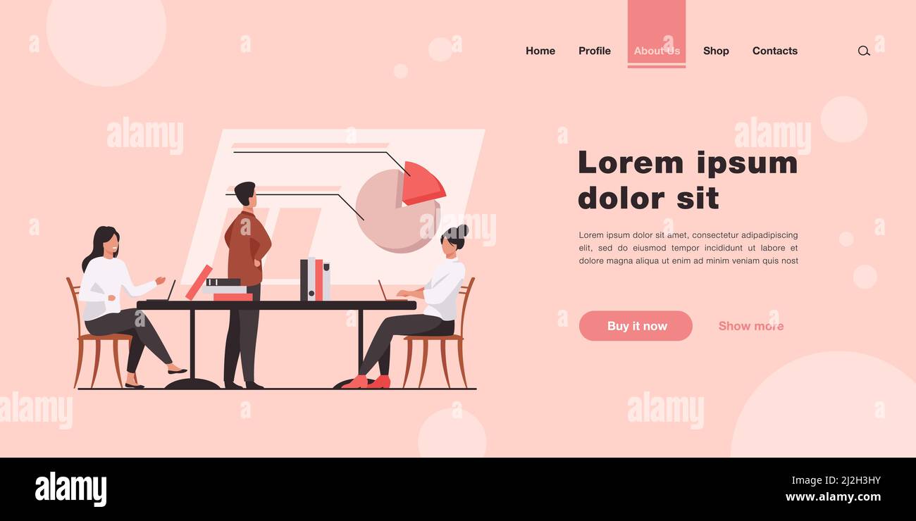 Analysts working together and discussing chart. Company, employee ...