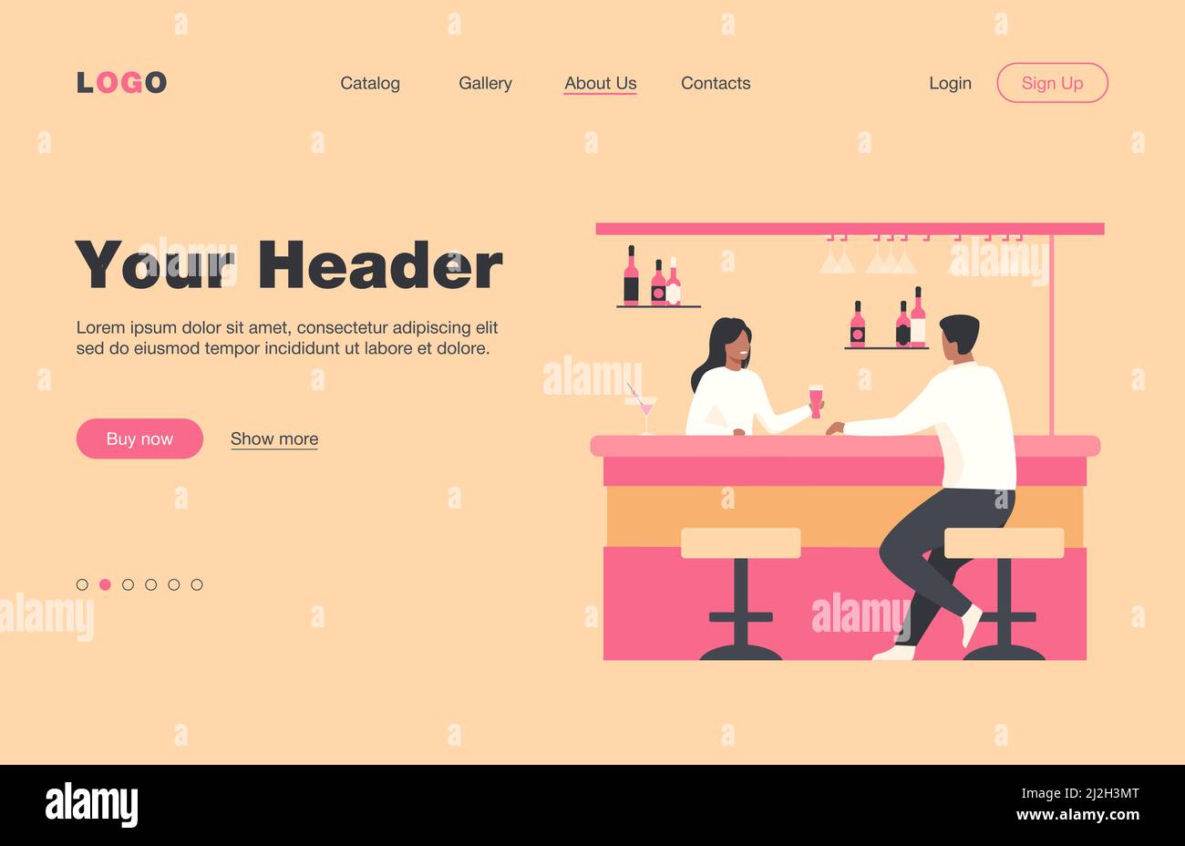 Bartender giving glass of beer to male client. Drink, administrator, bar counter flat vector ...