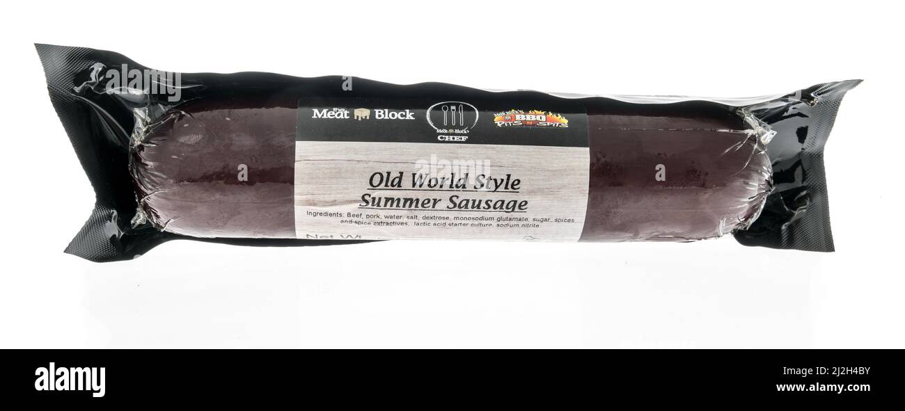 Winneconne, WI -30 March 2021: A package of The Meat block old world ...