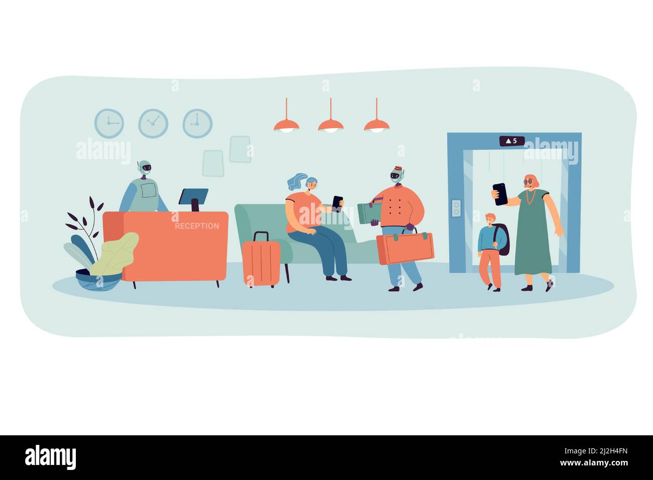 Hotel receptionist guests Stock Vector Images - Alamy