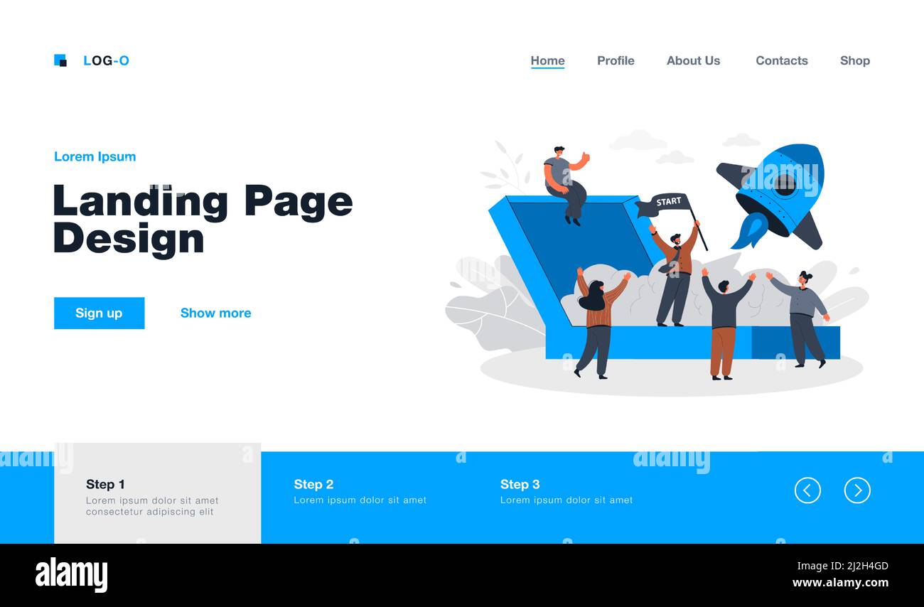 Cartoon launching new business project flat vector illustration. Team ...