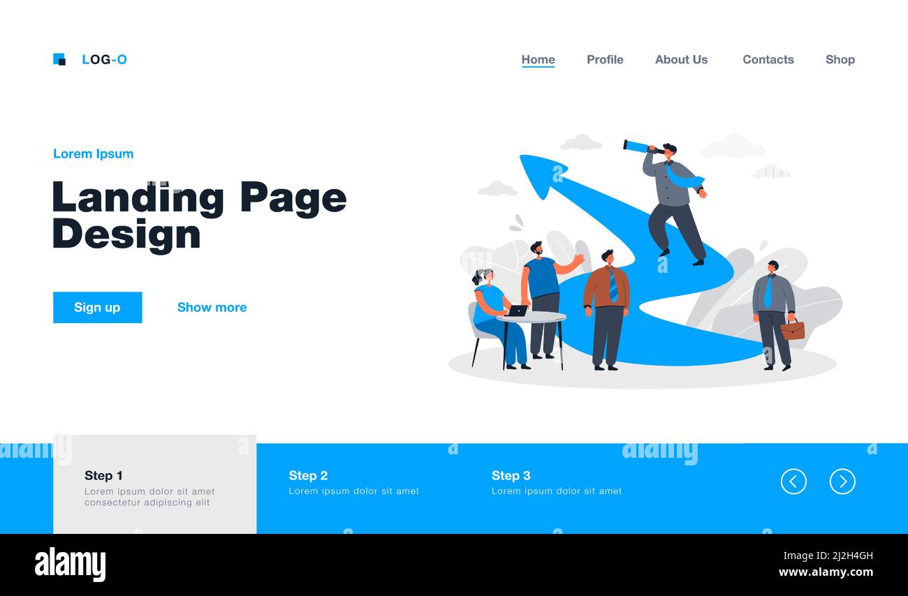 Cartoon leadership and teamwork in business challenge. Flat vector ...