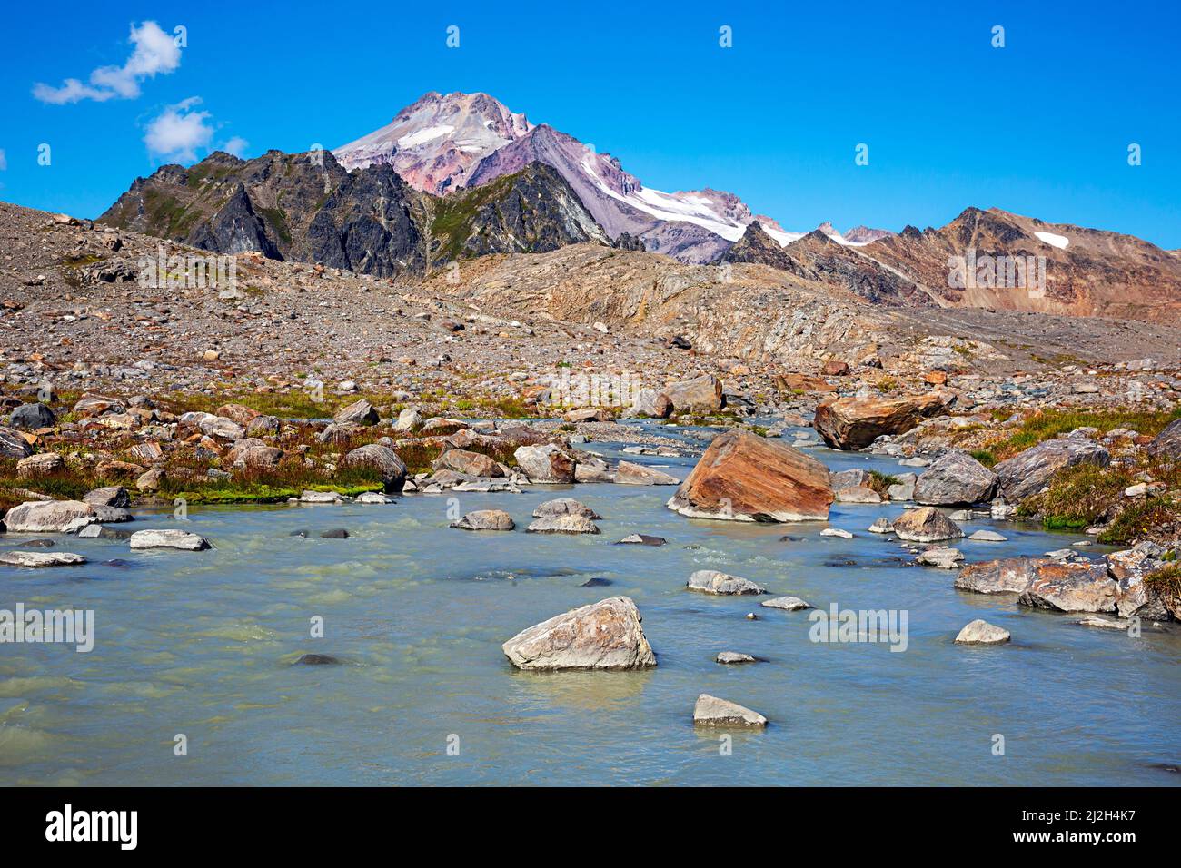 WA21261-00...WASHINGTON - Melt water creek flowing out of the White ...