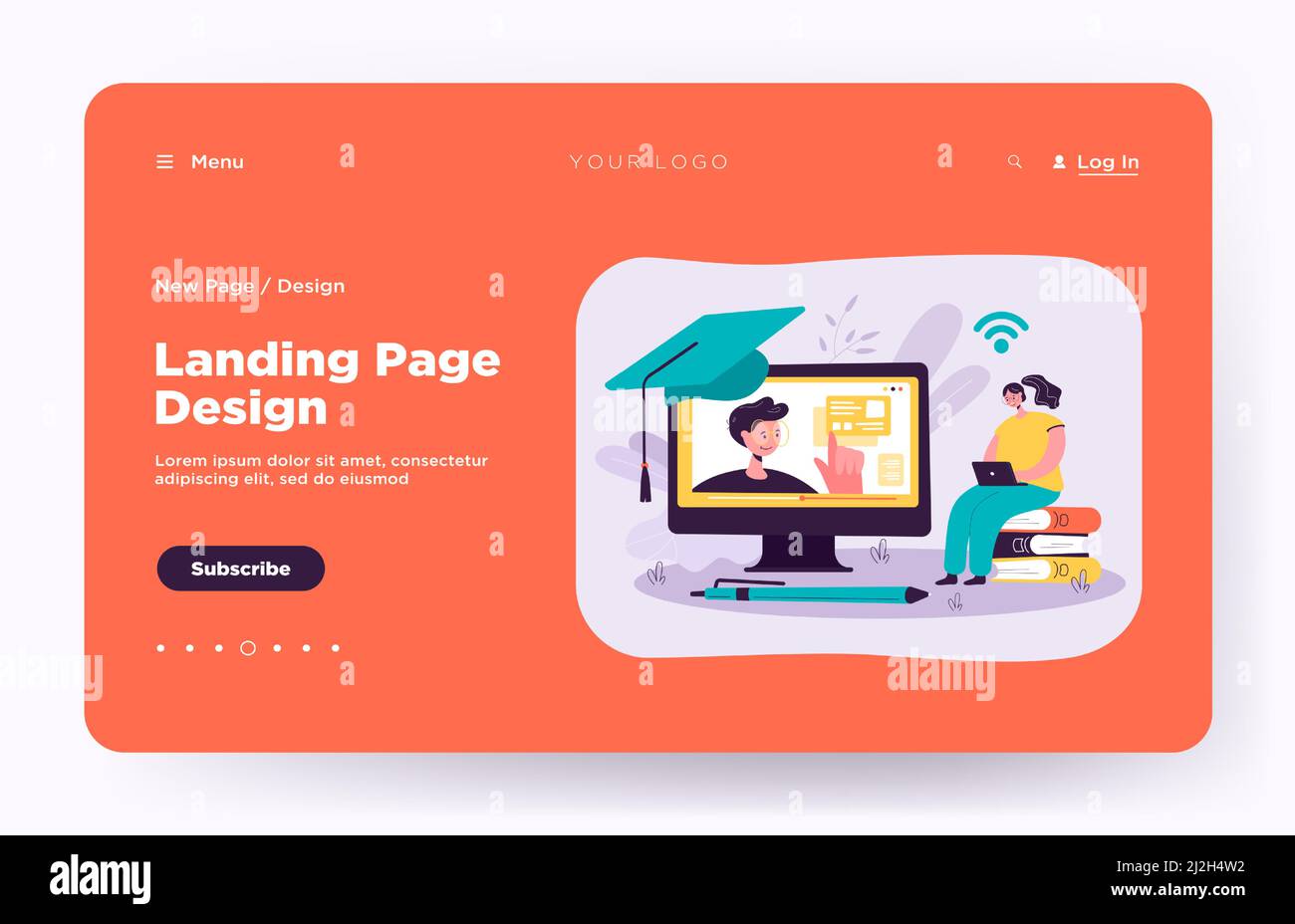 Cheerful woman studying on internet, watching webinar on computer ...