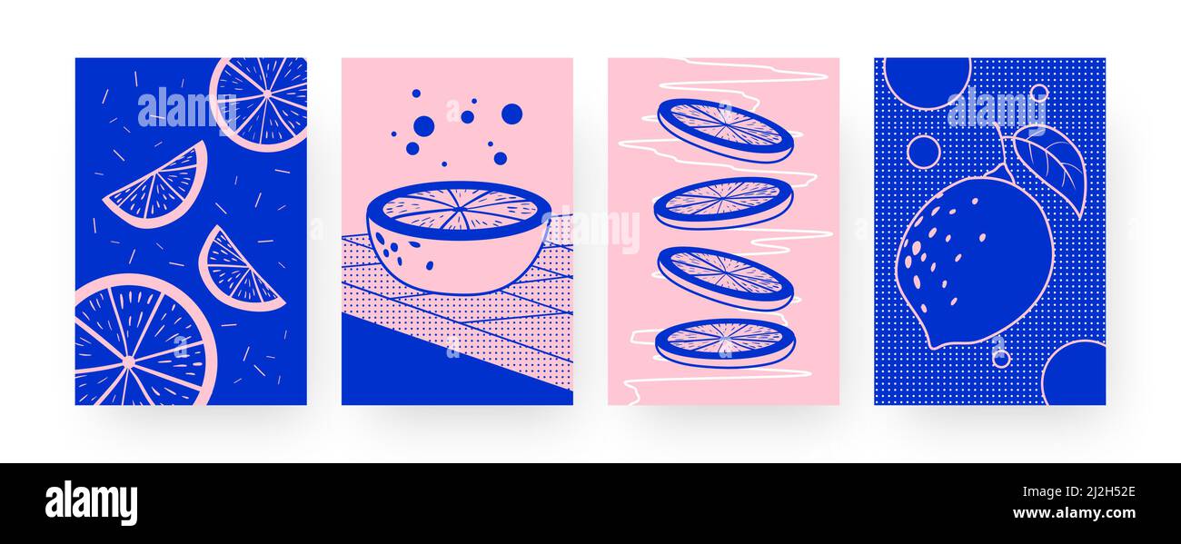 Collection of contemporary posters with cut limes. Whole lime, halves ...