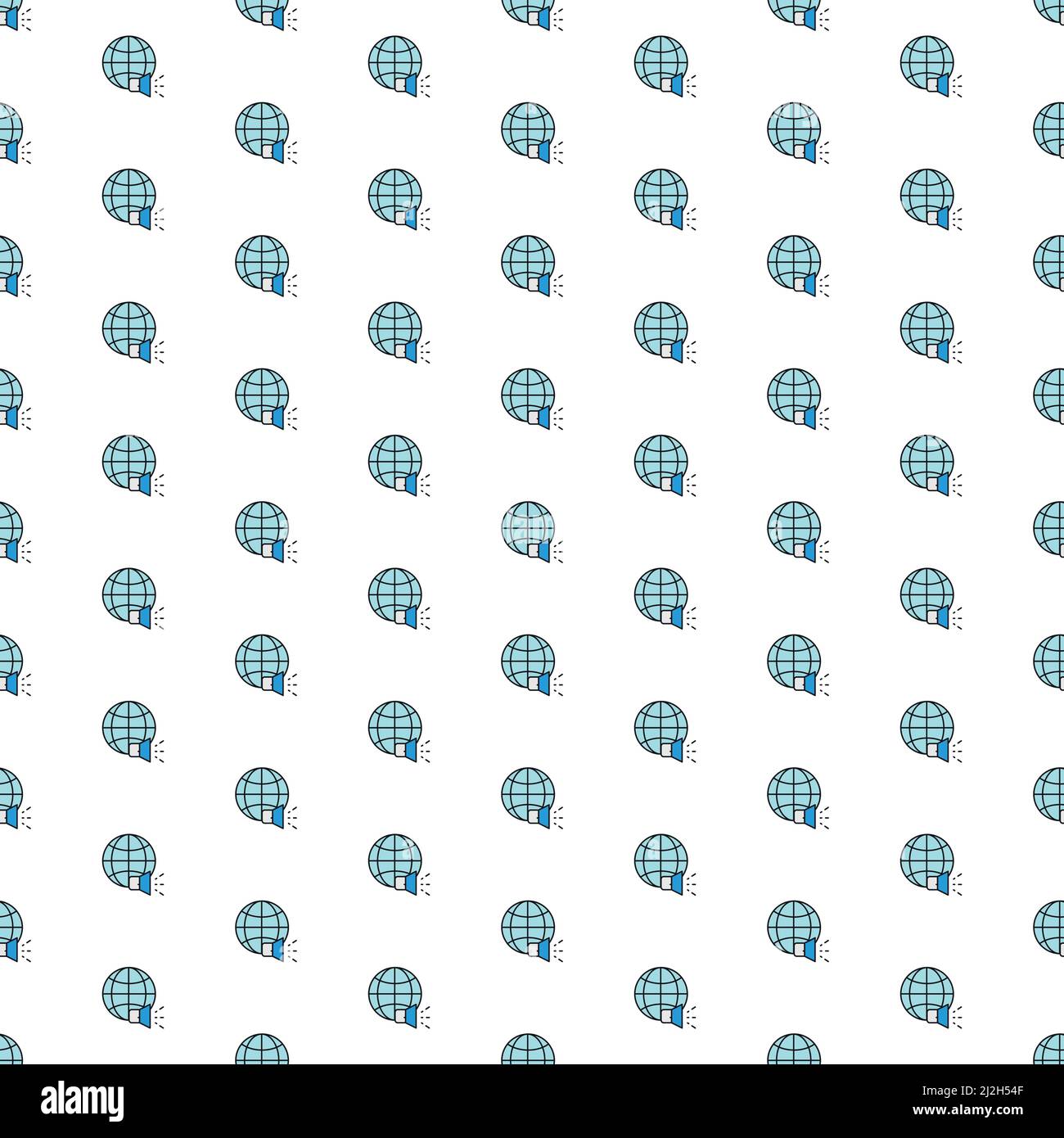 Vector world with megaphone, news pattern with various icons. Symbol ...