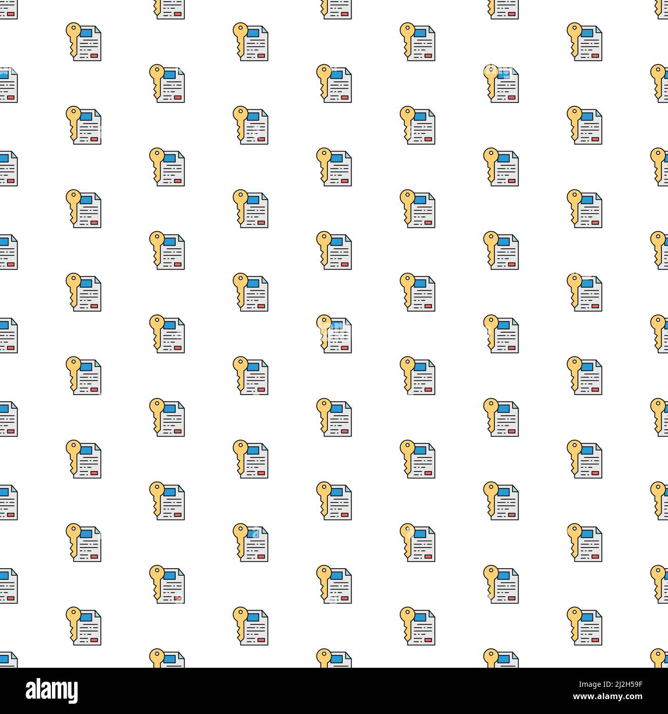 Vector document with key, certificate, safe paper pattern with various ...