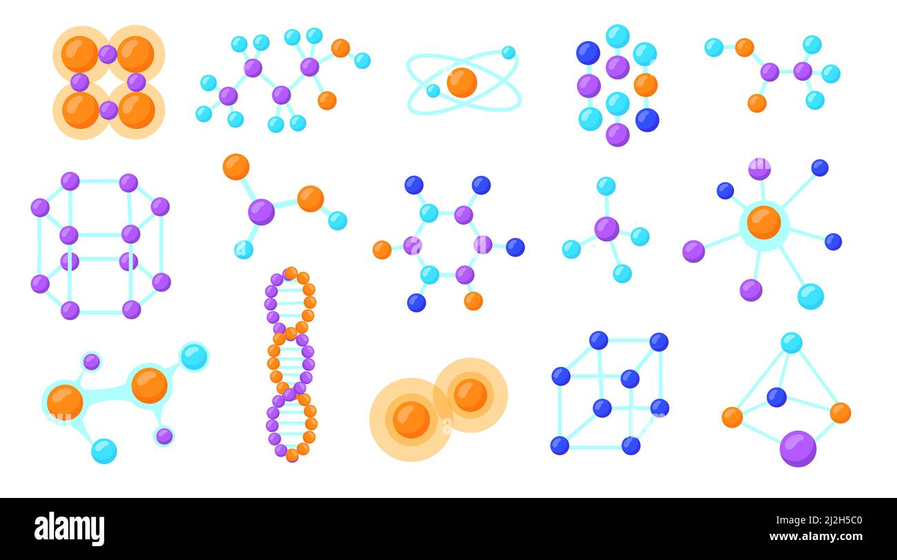 Connections Of Molecular Particles Illustrations Set Different Molecule Construction Models Of