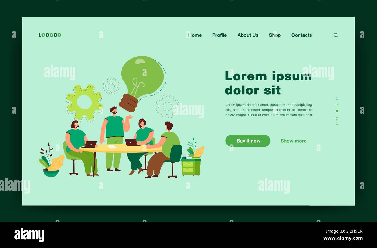 Company team brainstorming at meeting flat vector illustration. Cartoon people sitting around ...