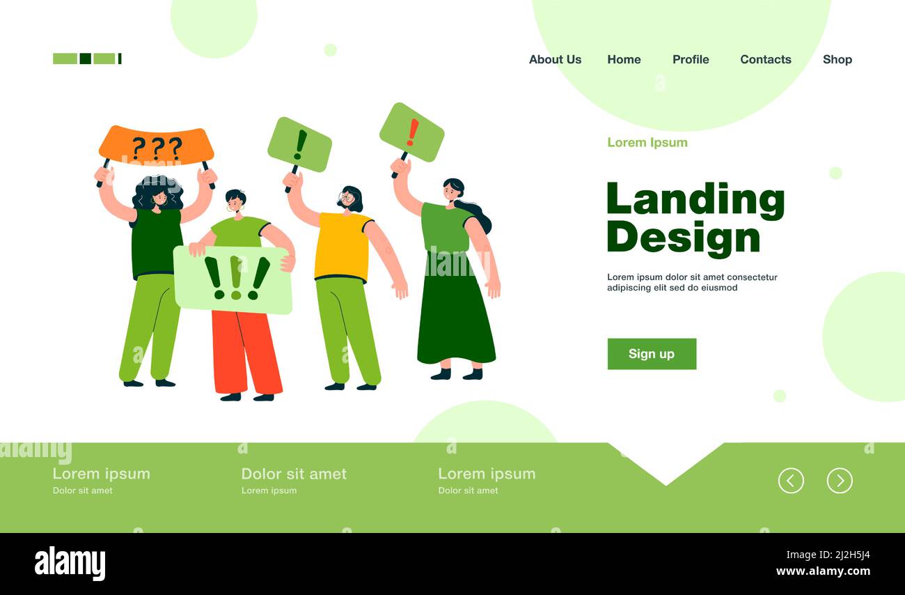 Crowd of women holding placards and protesting isolated flat vector ...