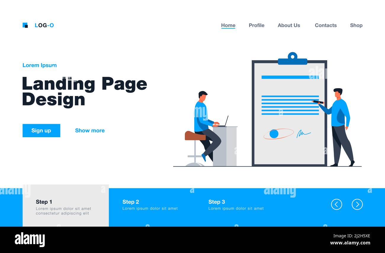 Expert checking business leader order. Tiny character with pencil ...