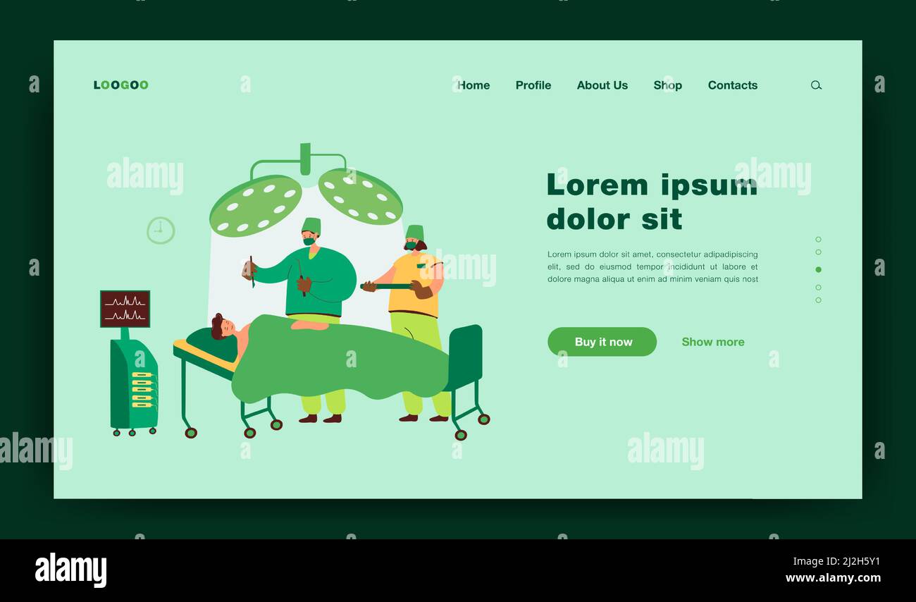 Experienced surgeons team treating patient on operation table flat ...