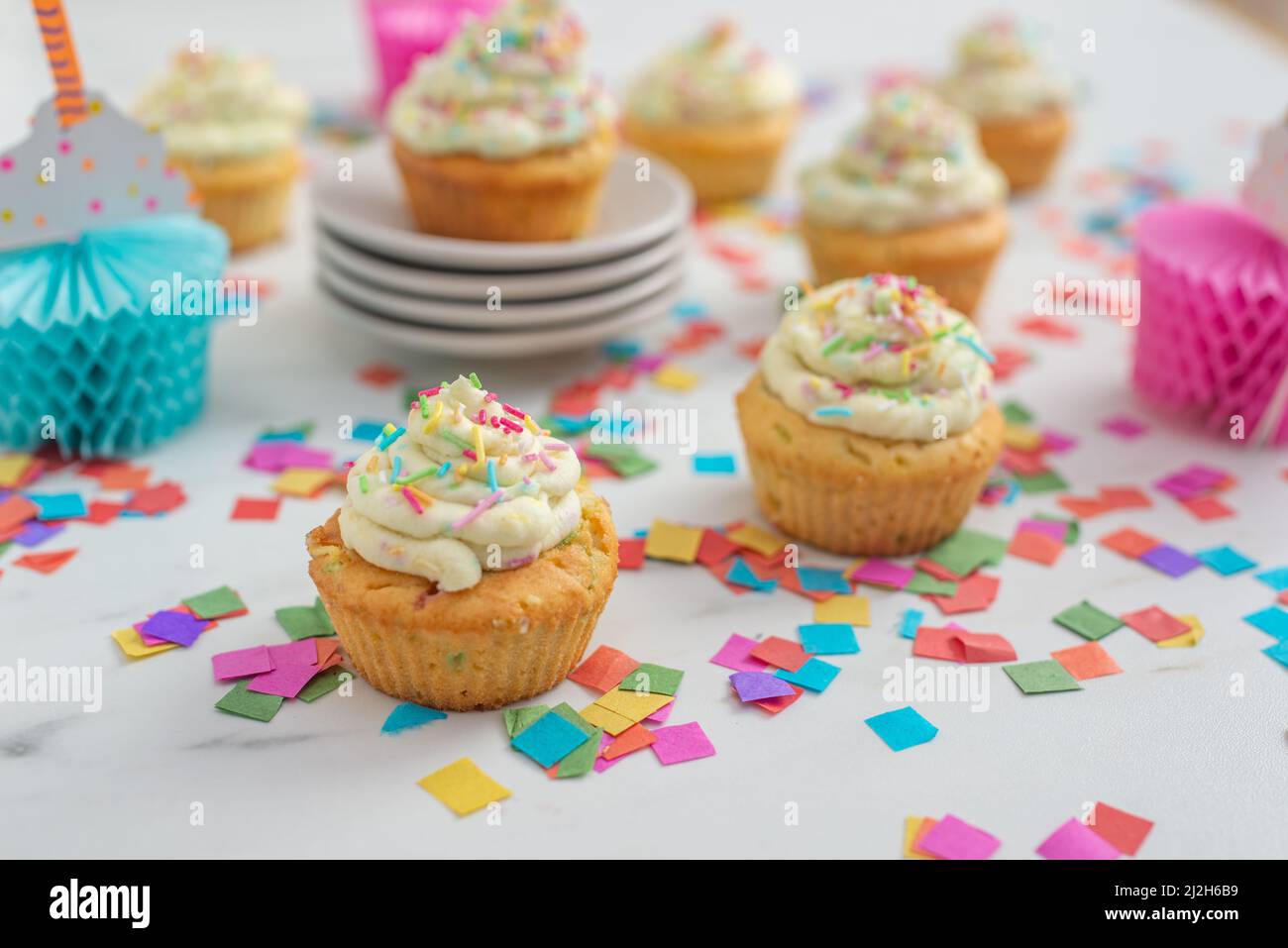 Selection of colorful cupcakes Stock Photo - Alamy
