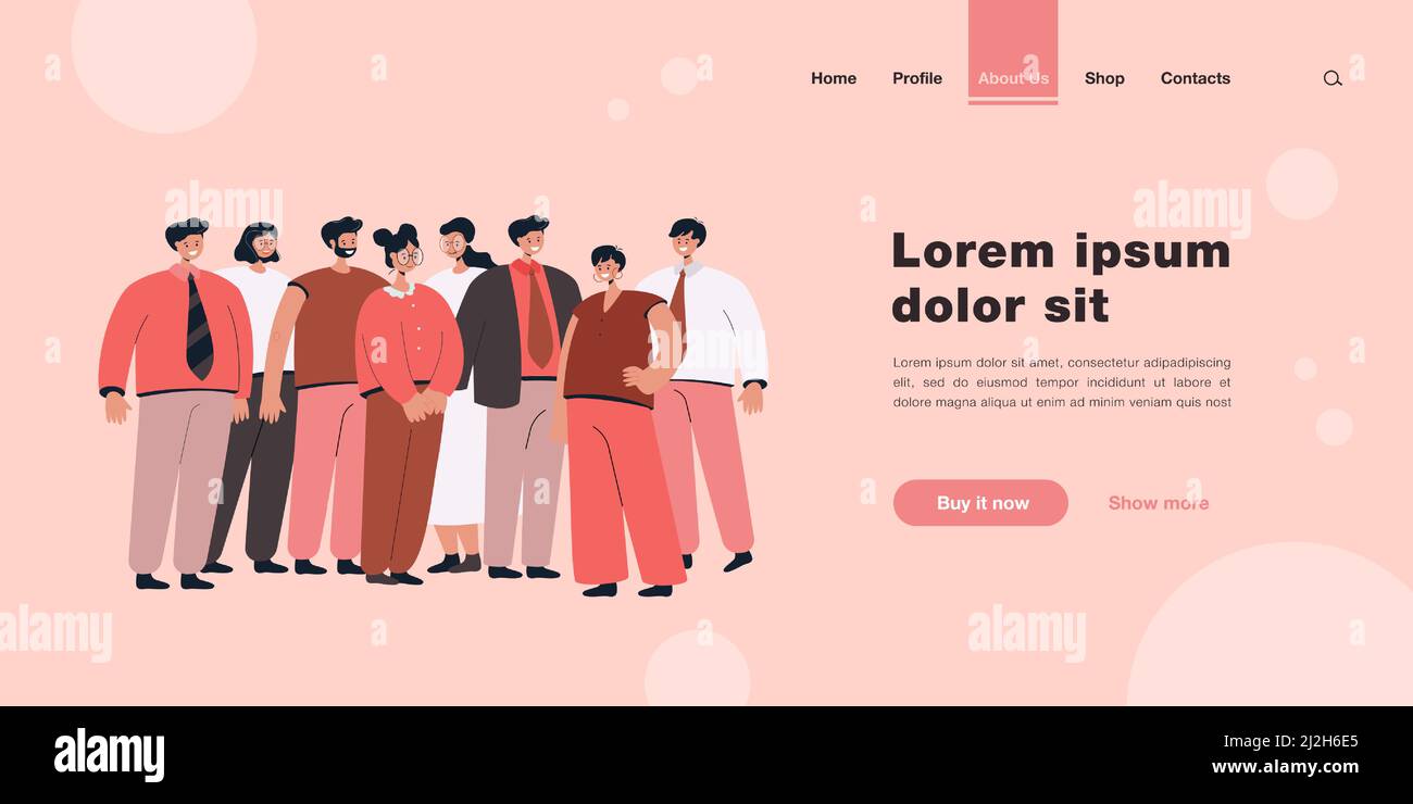 Group of office employees standing together flat vector illustration ...