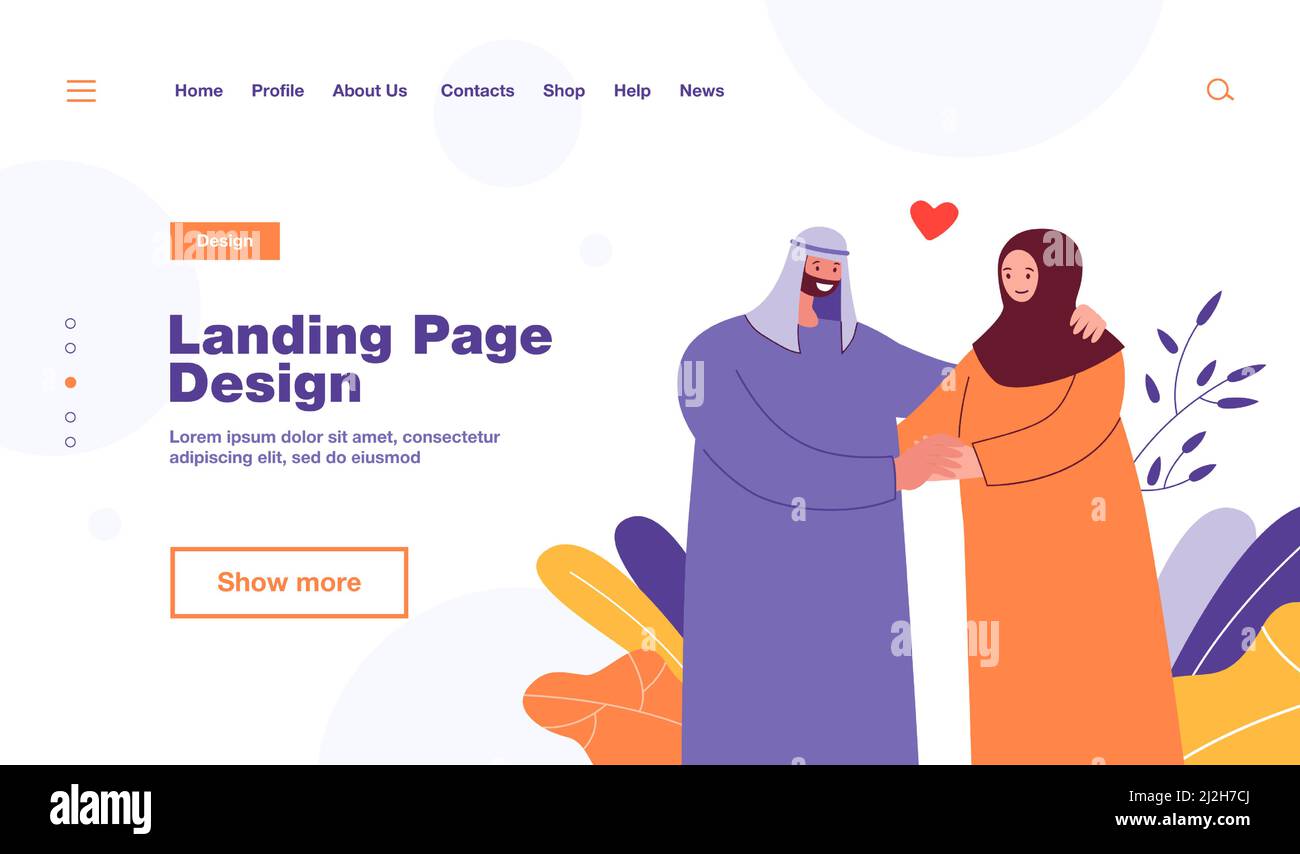 Happy Muslim couple holding hands. Husband and wife in traditional ...