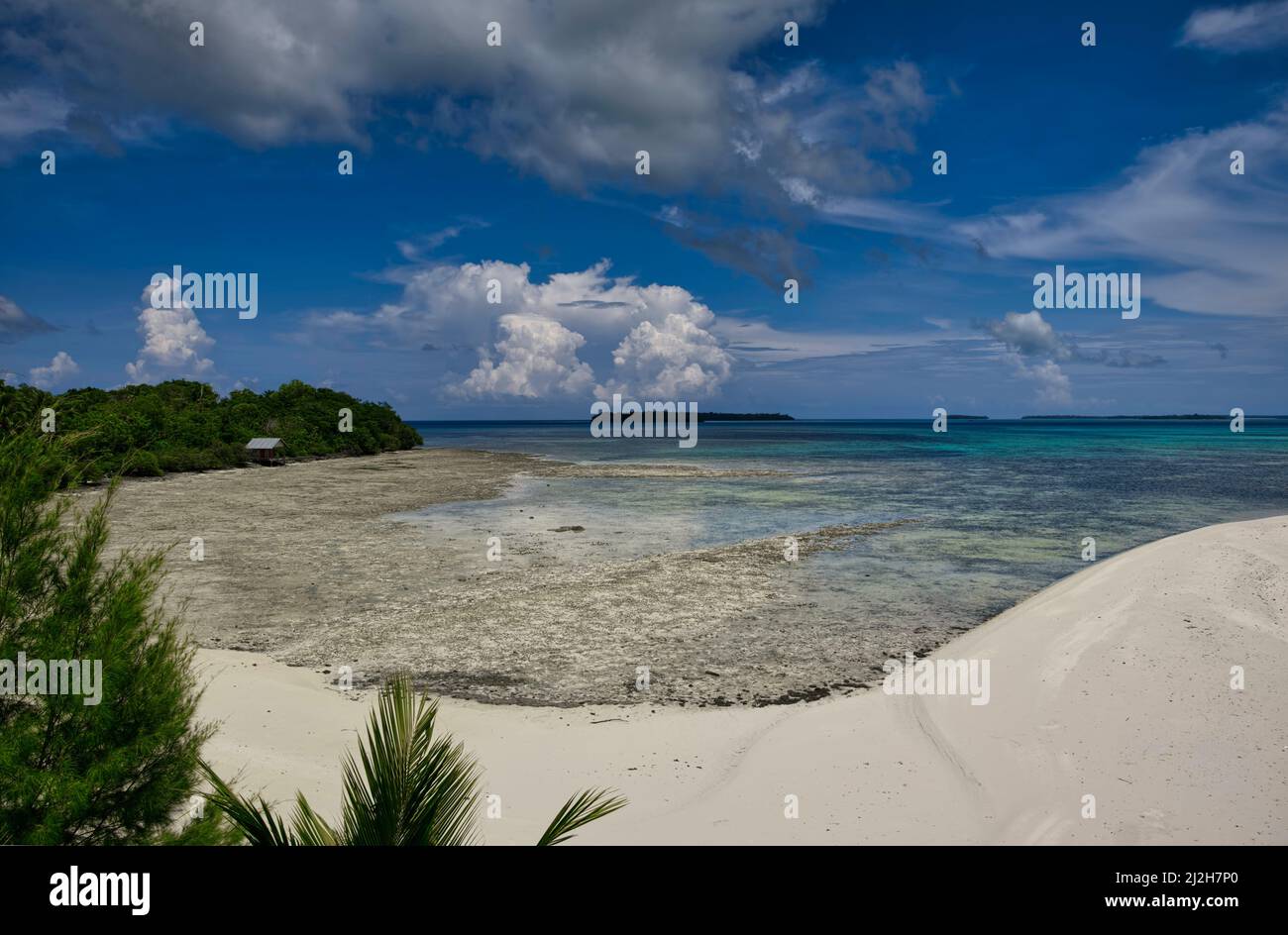 Ngurtafur Beach, which stretches across the open sea, is located on the ...