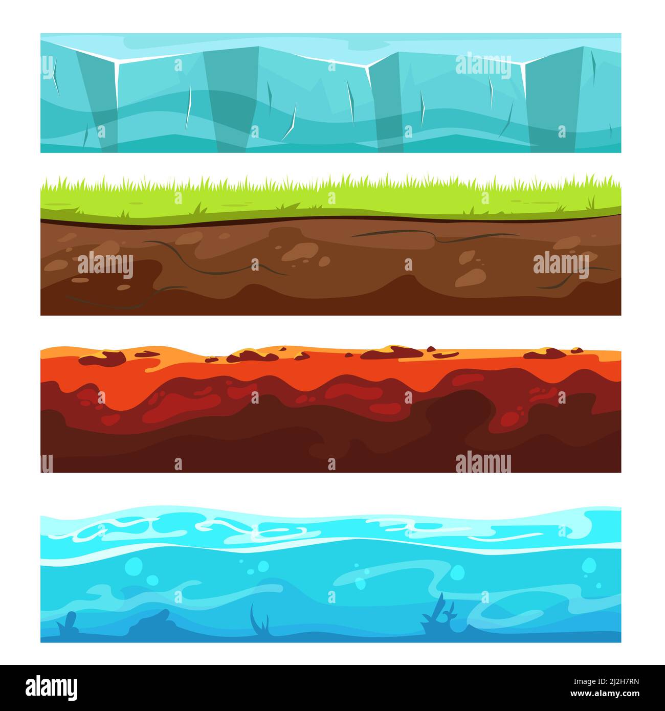 Landscape ground layers set. Cartoon vector illustrations of dirt soil ...