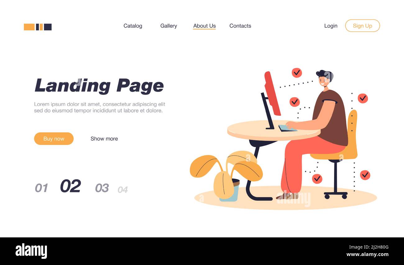 Man showing correct position for sitting at desk flat vector ...