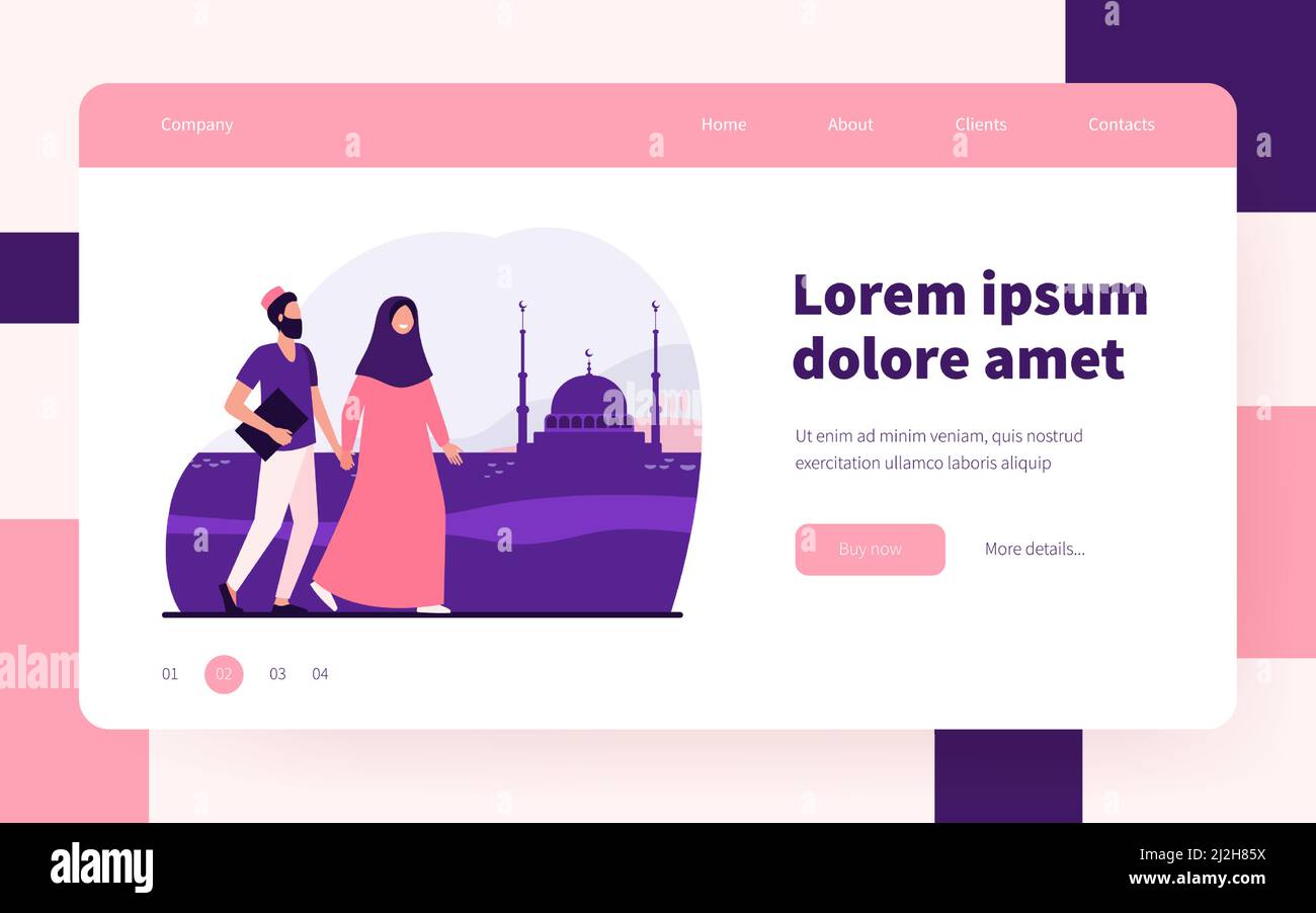 Muslim people going to mosque. Islam, hijab, worship flat vector ...