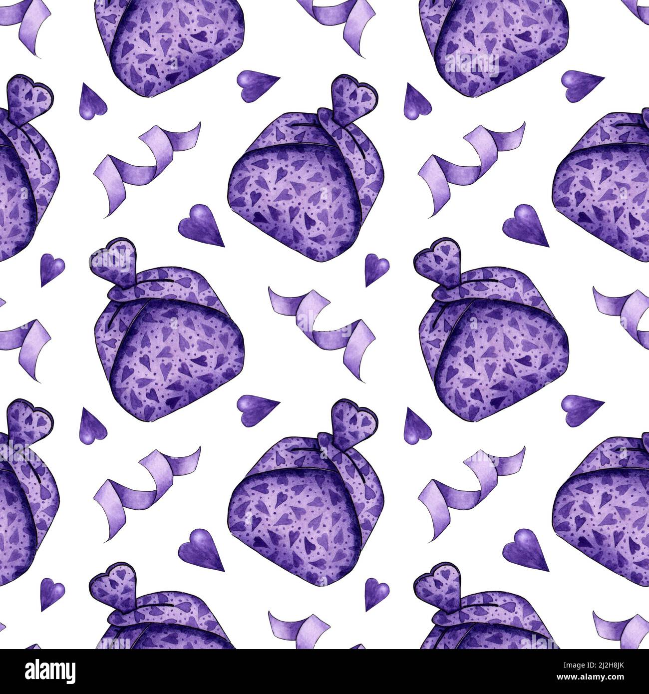 Watercolor illustration pattern purple cardboard box with print and ...