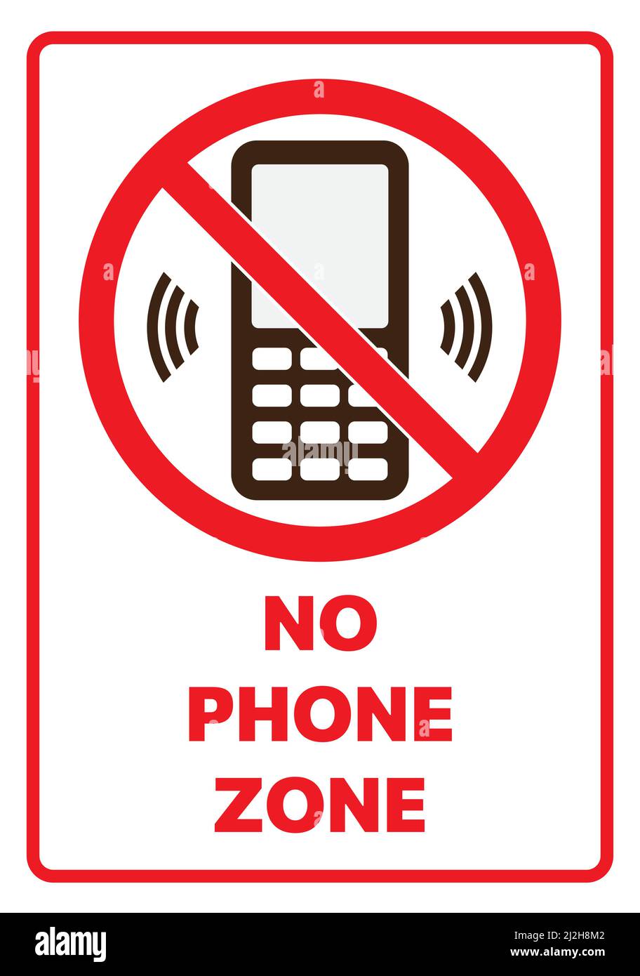 NO PHONE ZONE. Cell telephone warning stop sign icon. Push button phone ...