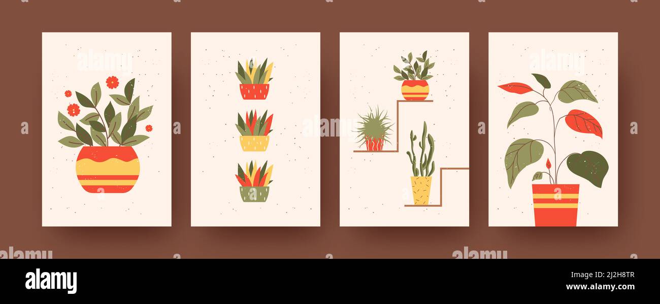 Set of contemporary art posters with floral and garden theme. Vector ...