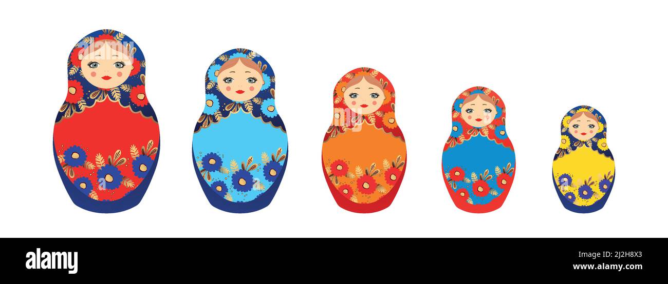 Russian Matryoshka. Traditional Russian folklore dolls with big eyes ...