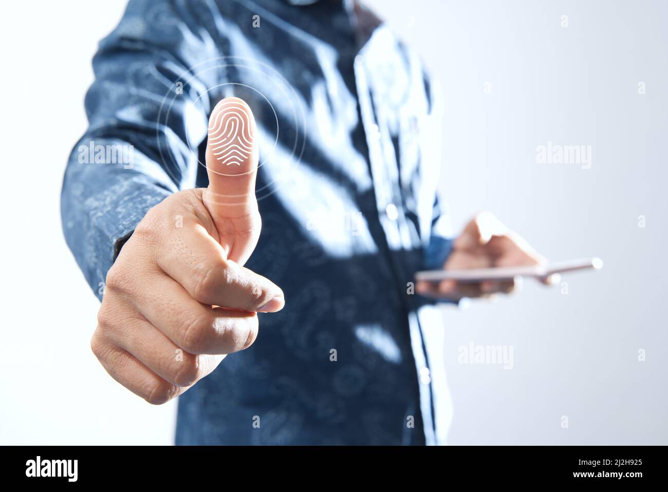 Man Shows Digital Processing Finger of the Future of Biometric ...