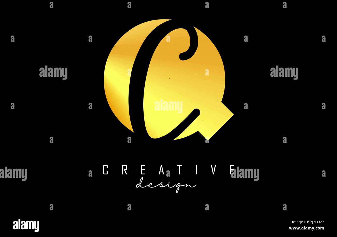 Golden Letters QC logo with a minimalist design. Letters Q and C with ...