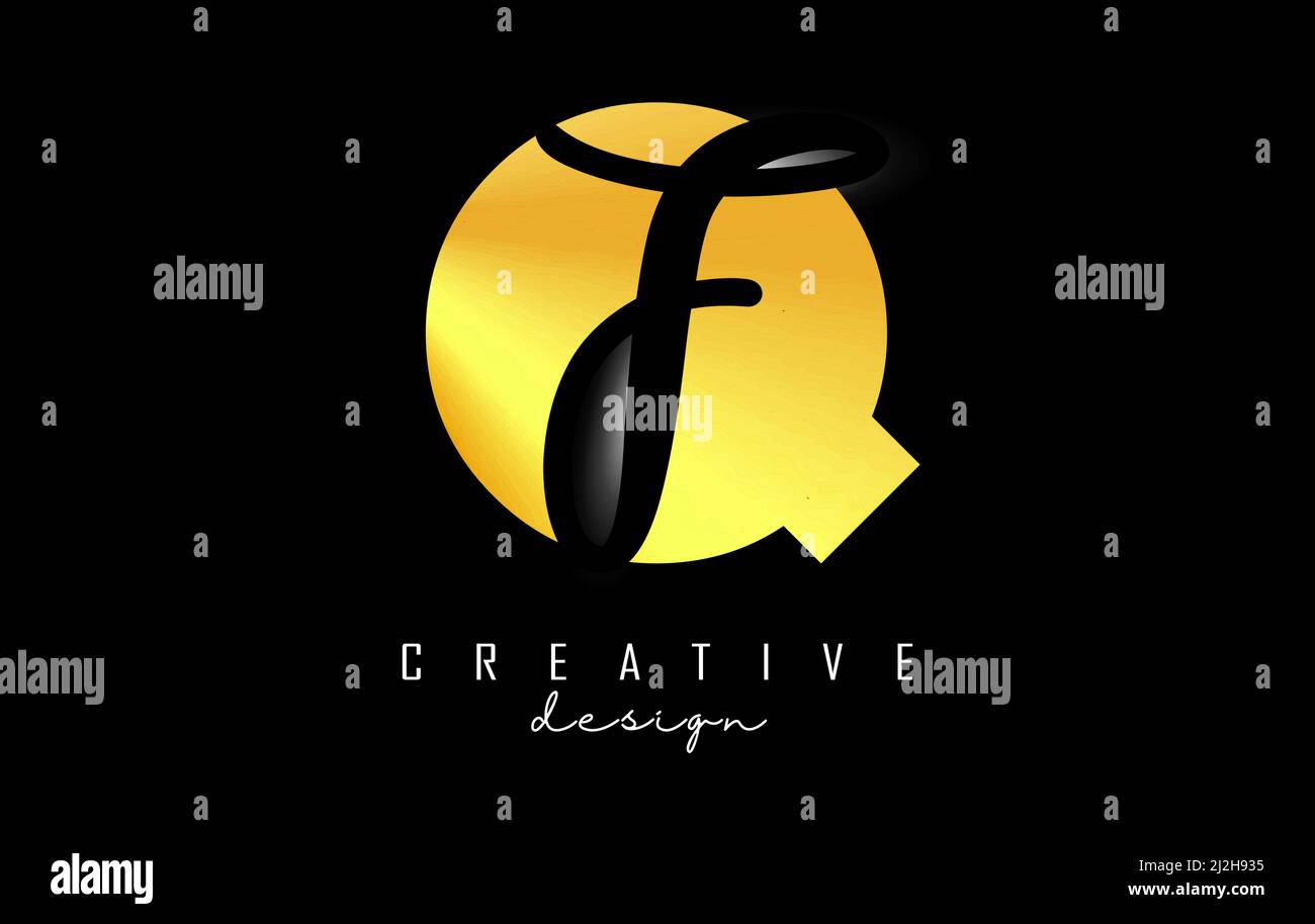 Golden Letters QF logo with a minimalist design. Letters Q and F with ...