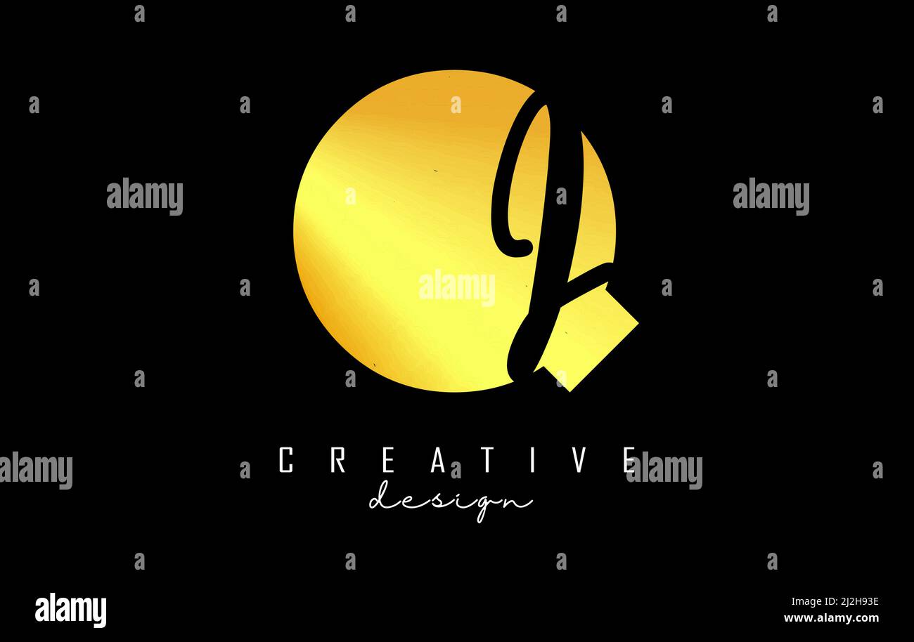 Golden Letters QI logo with a minimalist design. Letters Q and I with ...