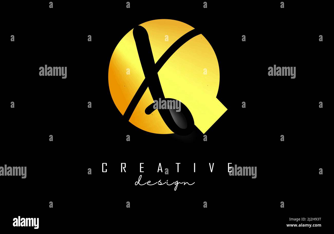 Golden Letters QX logo with a minimalist design. Letters Q and X with ...