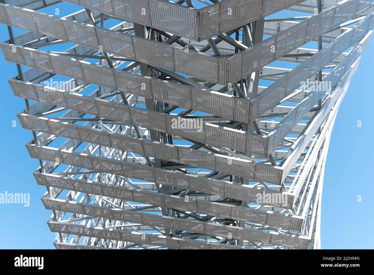 Curly steel structure under blue sky Stock Photo - Alamy