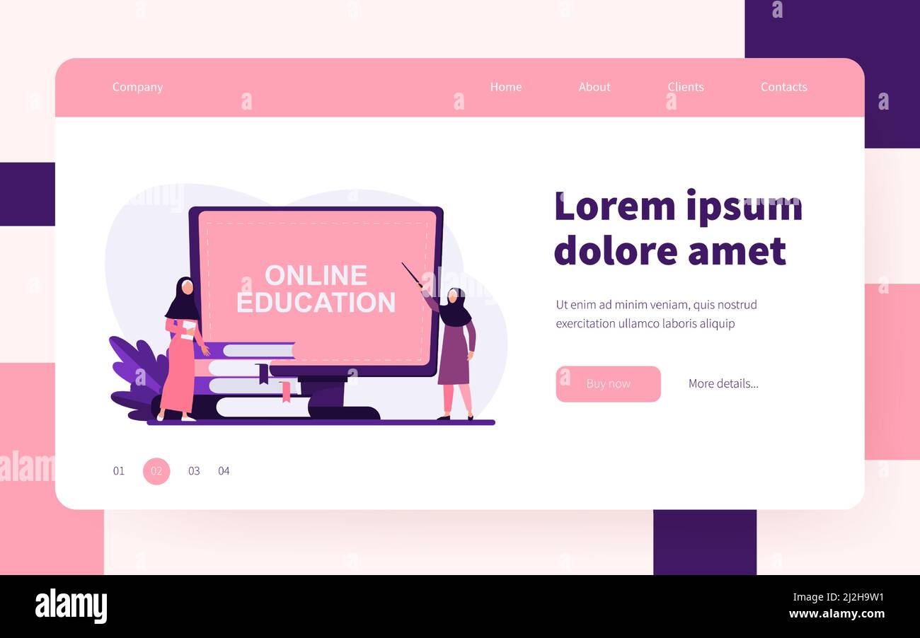 Tiny Arabian woman learning via computer. Book, student, internet flat ...