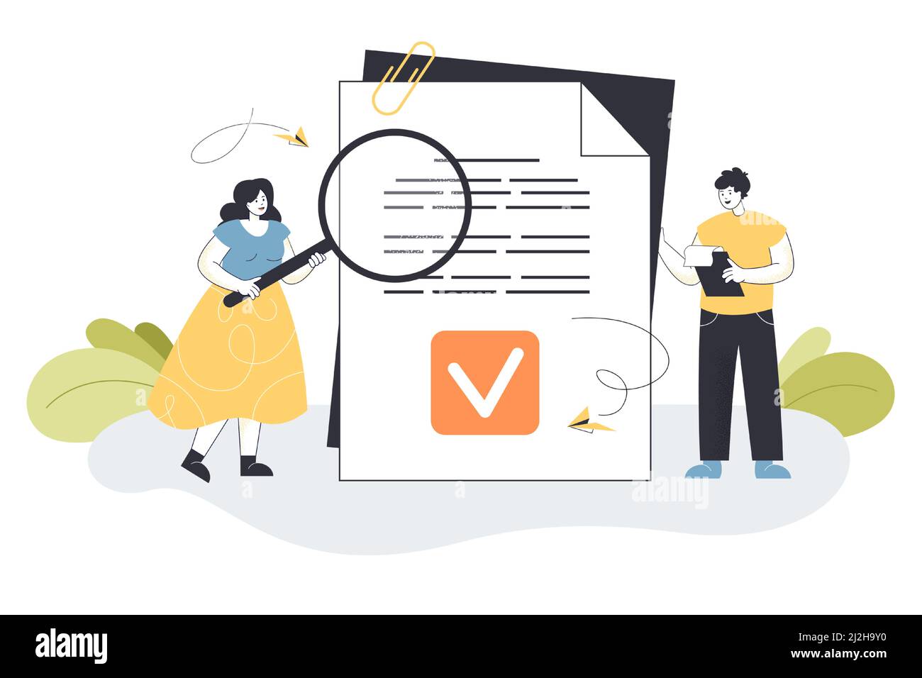 Tiny cartoon business people reading legal document. Data protection ...