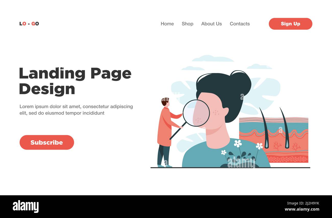 Tiny dermatologist examining dry face skin flat vector illustration ...