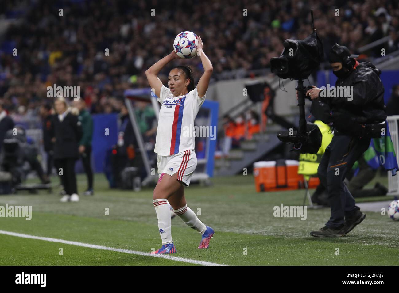 Selma BACHA of Lyon and cameraman TV during the UEFA Women's Champions ...