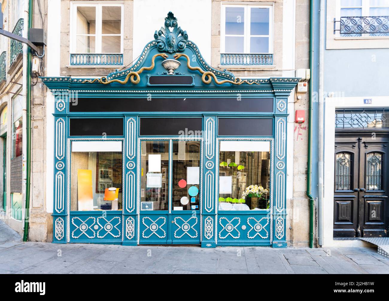 Portugal, Porto, Ornate store window in old town Stock Photo - Alamy