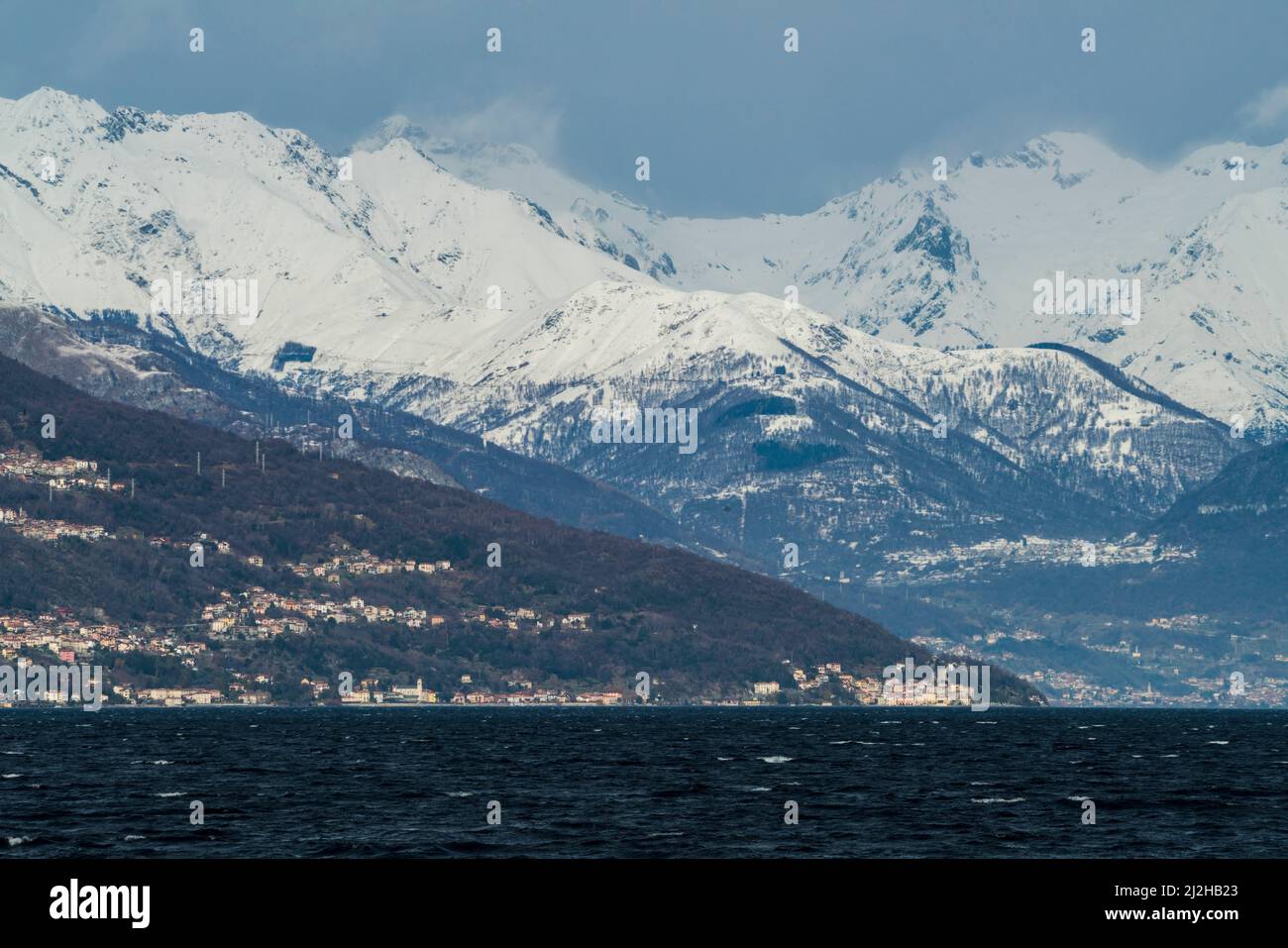 Italy, Como, Lake Como and snow covered Alps Stock Photo - Alamy