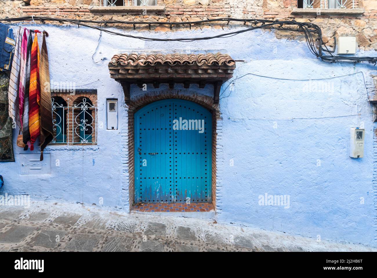 Morocco, Chefchaouen, Door of traditional blue house Stock Photo - Alamy