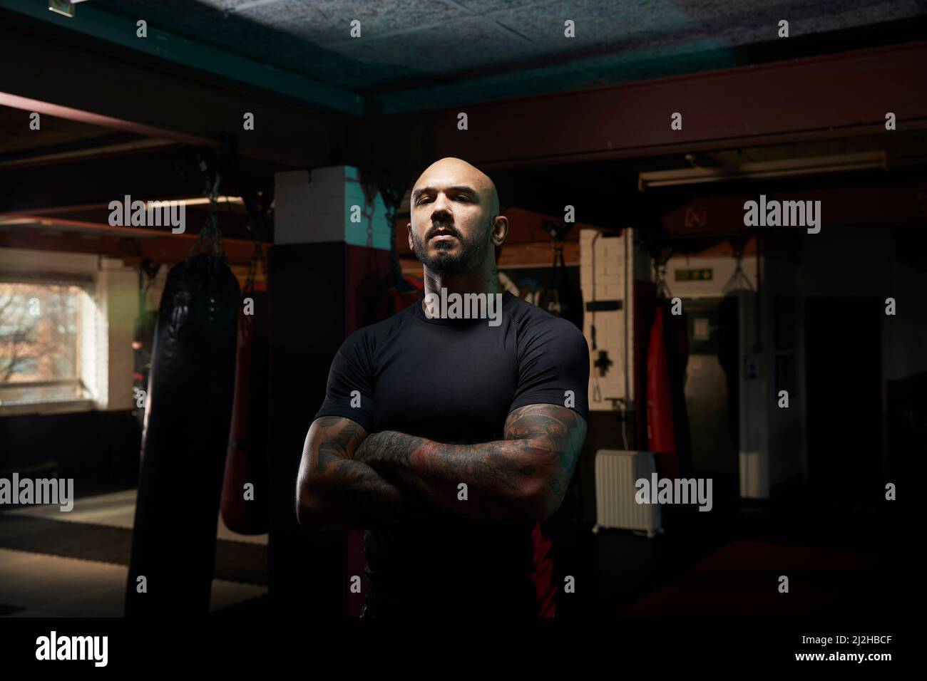 Portrait of boxer with arms crossed in gym Stock Photo - Alamy
