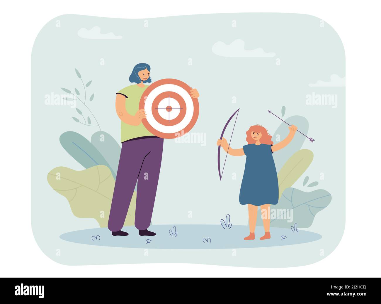 Child playing bow arrows Stock Vector Images - Alamy