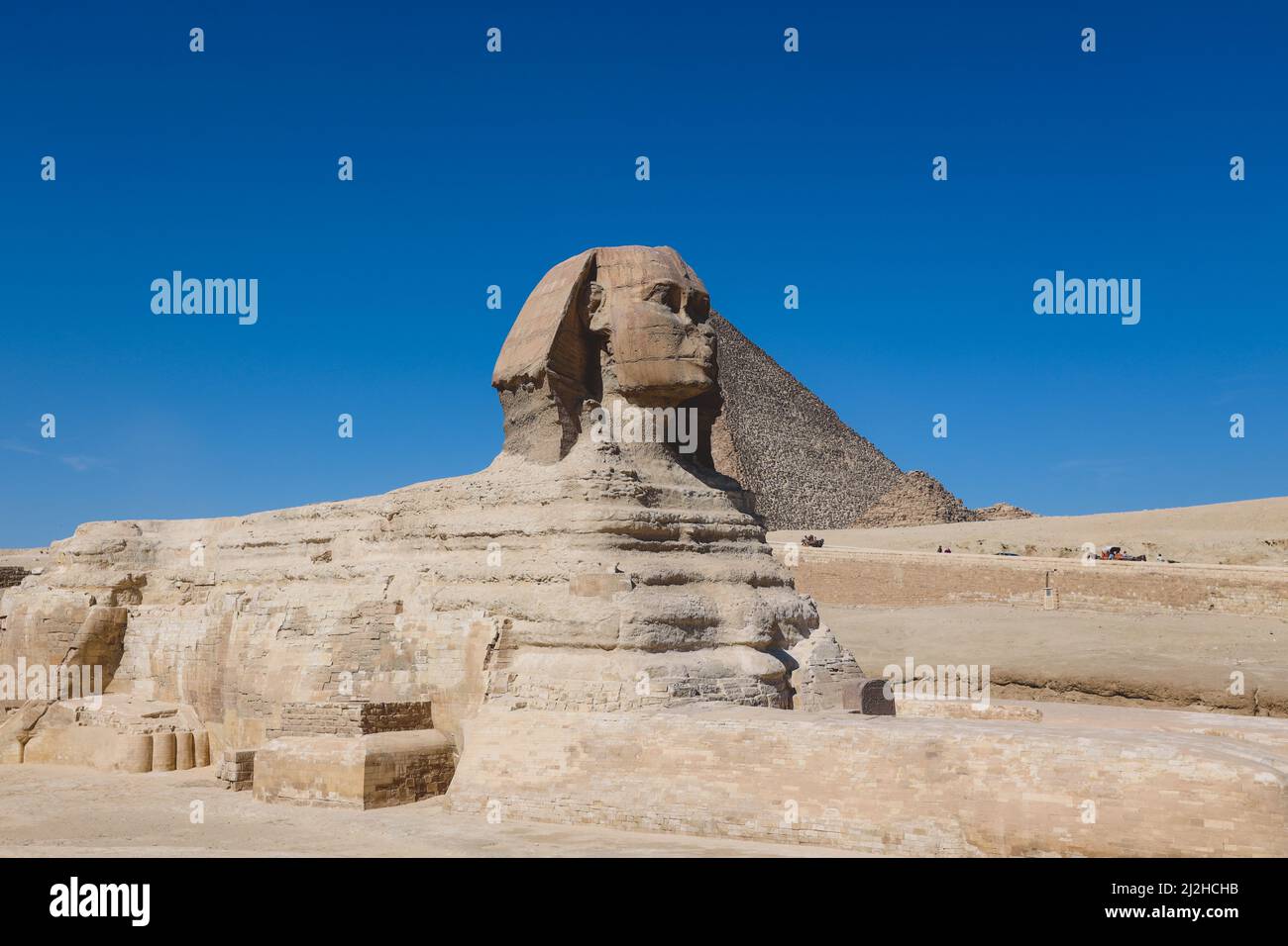 Main View to the Great Sphinx of Giza with the Great Pyramid in ...