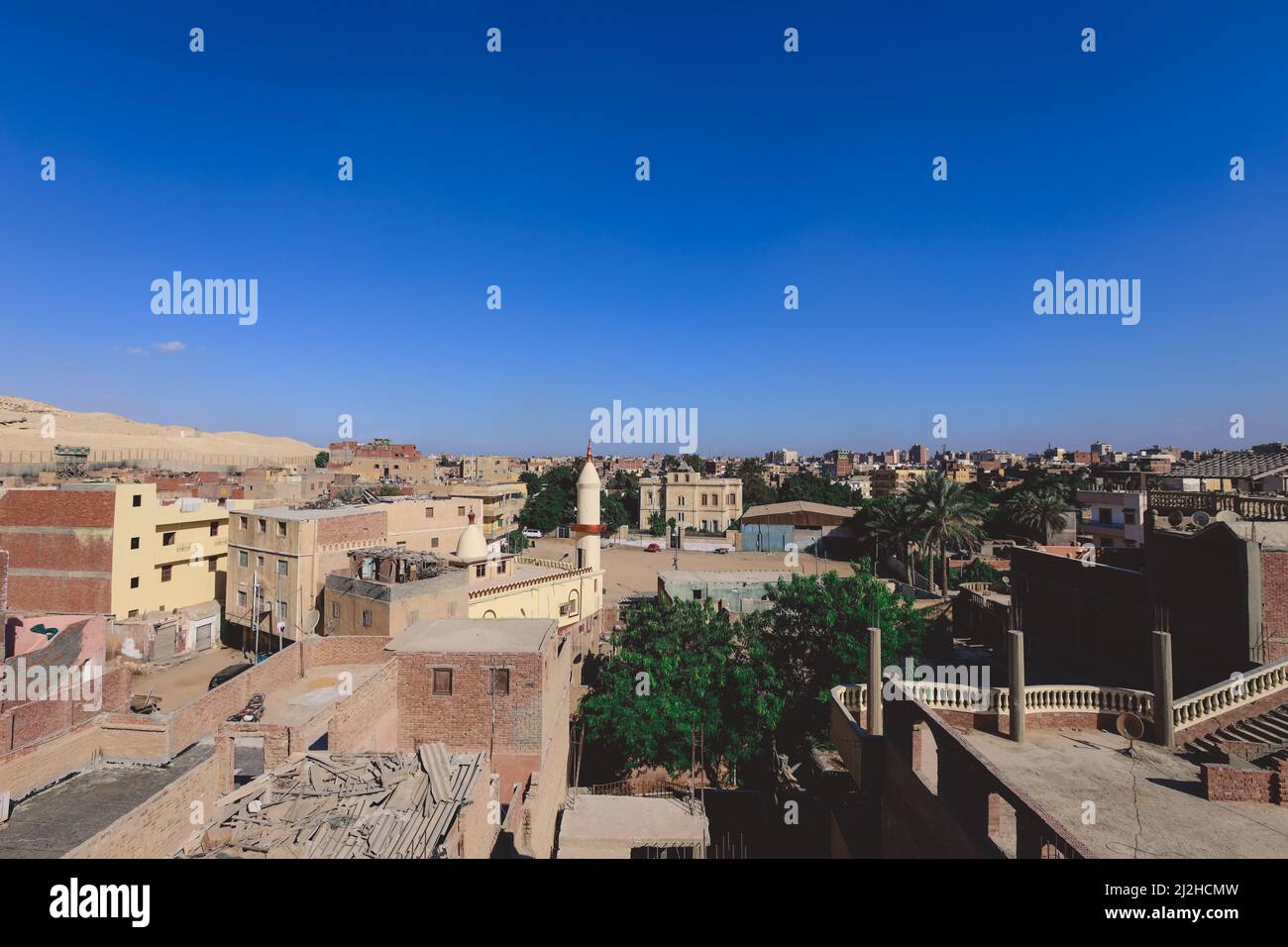 Panoramic View to the Blue Sky and Roofs of the Houses and Buildings of ...