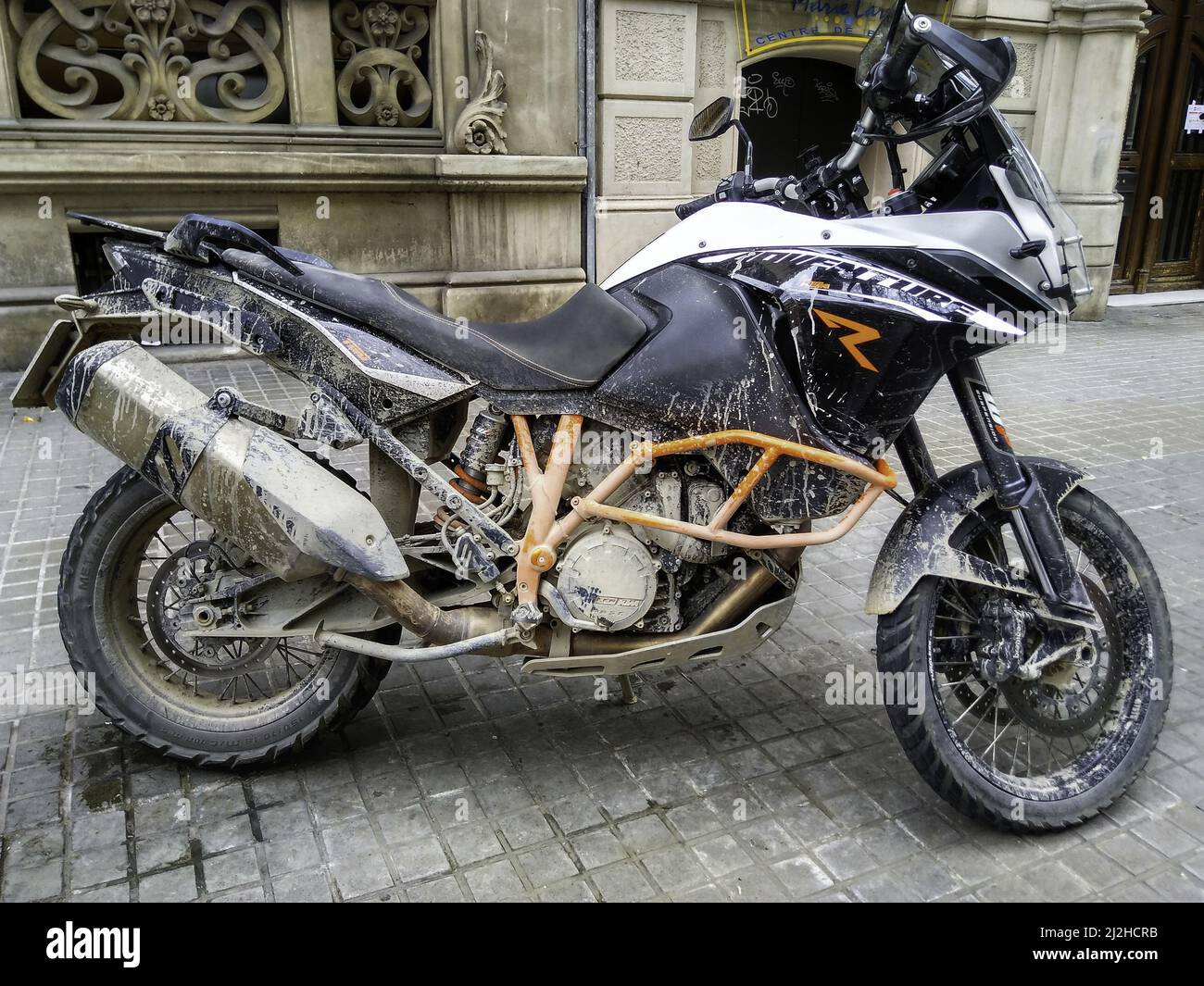 A dirty KTM Adventure parked on a city street Stock Photo - Alamy