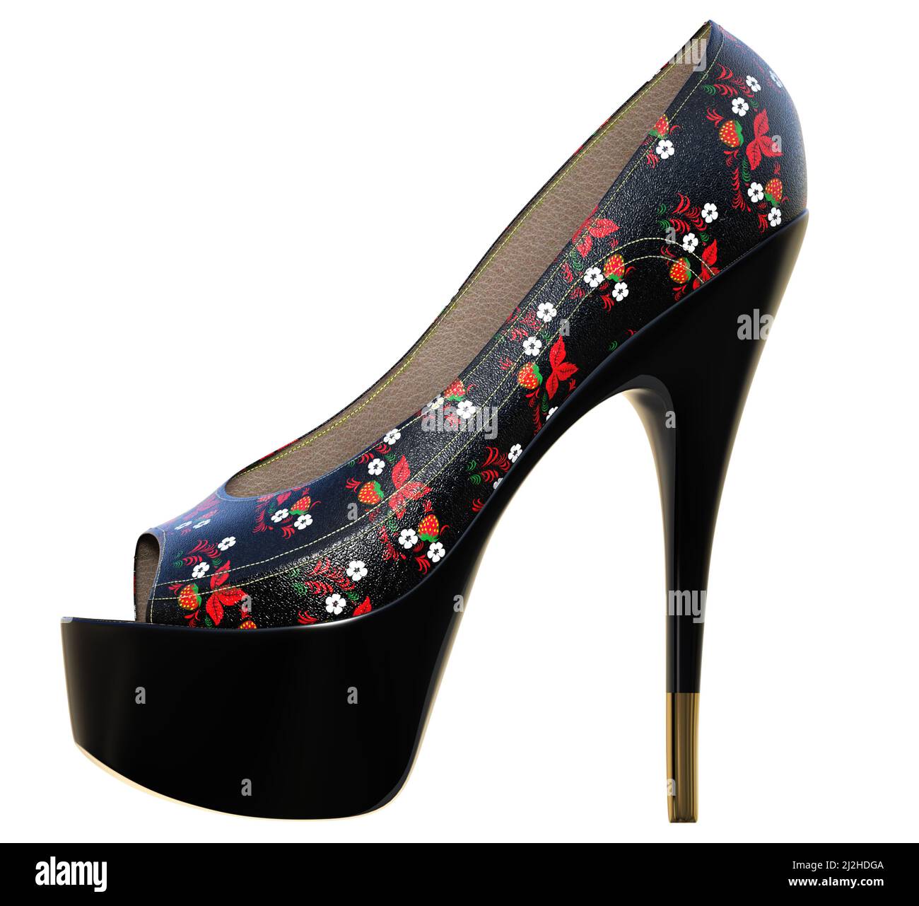 woman footwear, open toe high heels shoes, 3d illustration Stock Photo ...