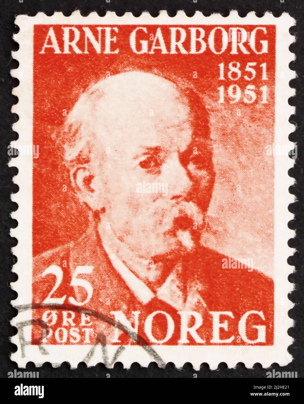 NORWAY - CIRCA 1951: a stamp printed in the Norway shows Arne Garborg ...