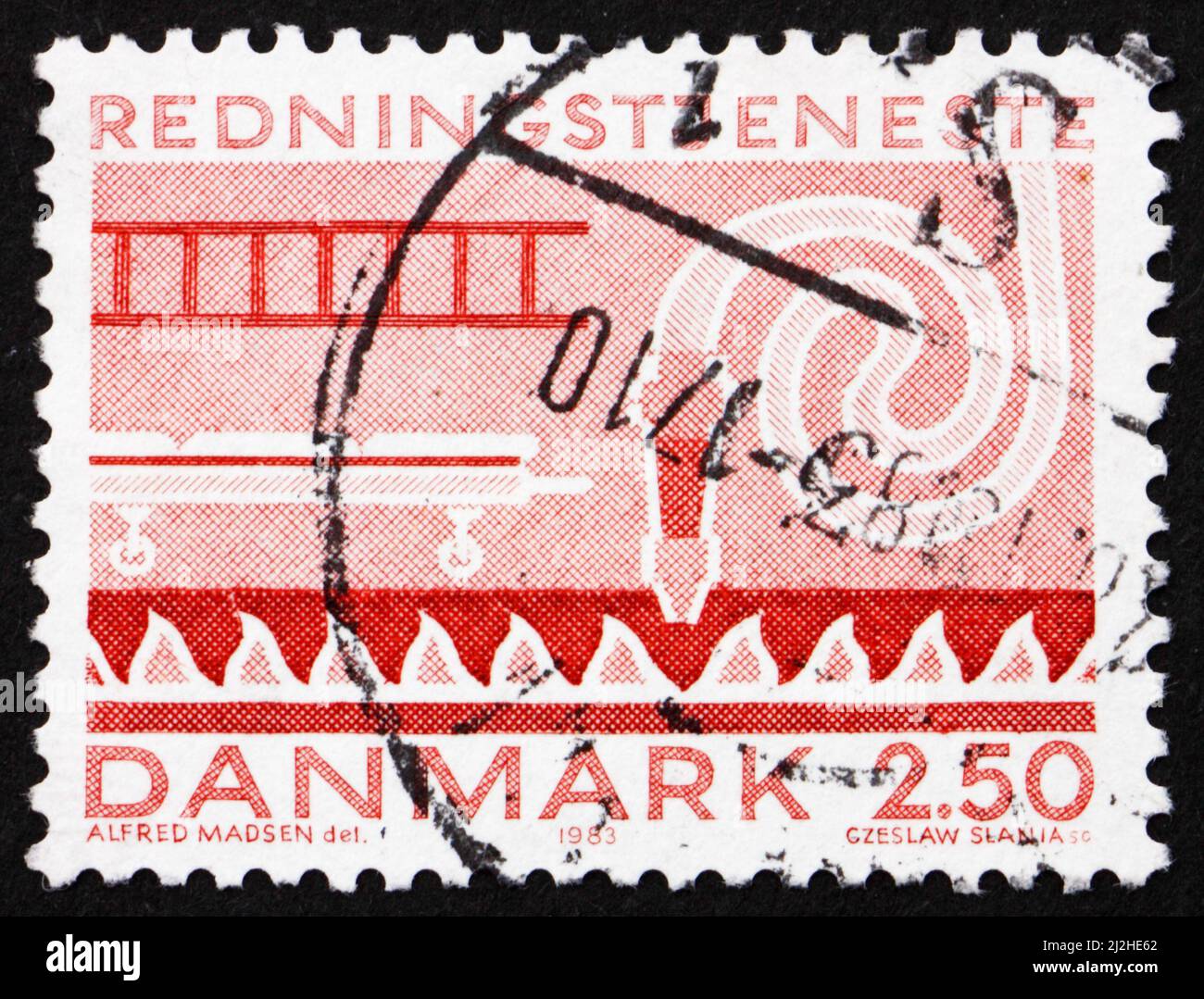 DENMARK - CIRCA 1983: a stamp printed in the Denmark shows Fire ...