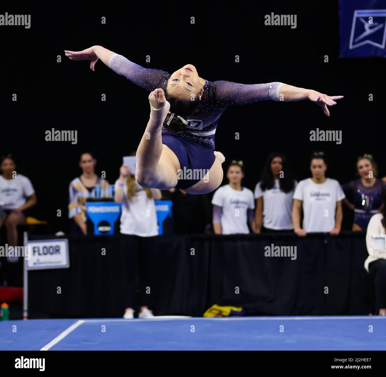 Norman, OK, USA. 31st Mar, 2022. California's Andi Li leaps into the ...