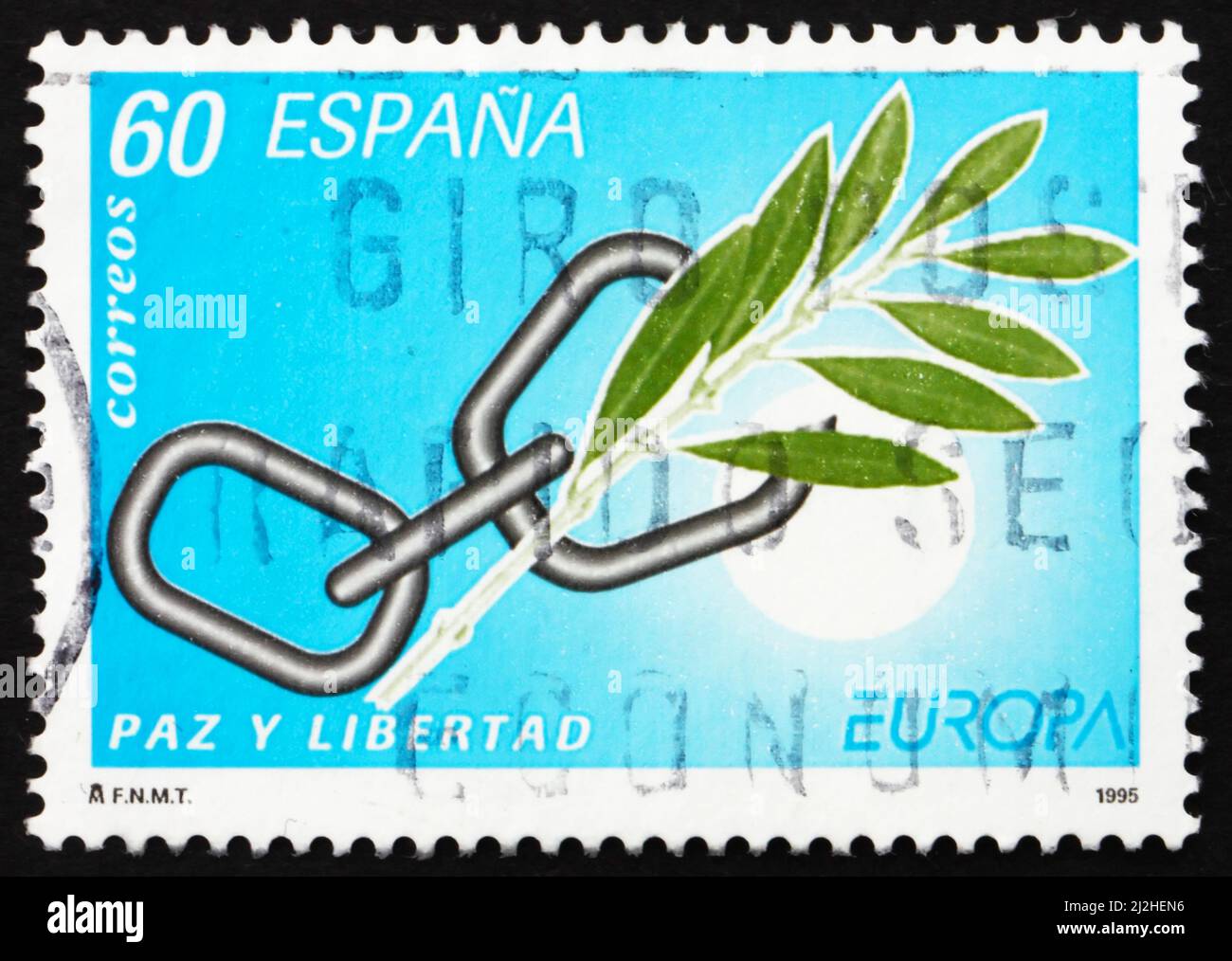 SPAIN - CIRCA 1995: a stamp printed in the Spain shows Broken Chain and ...